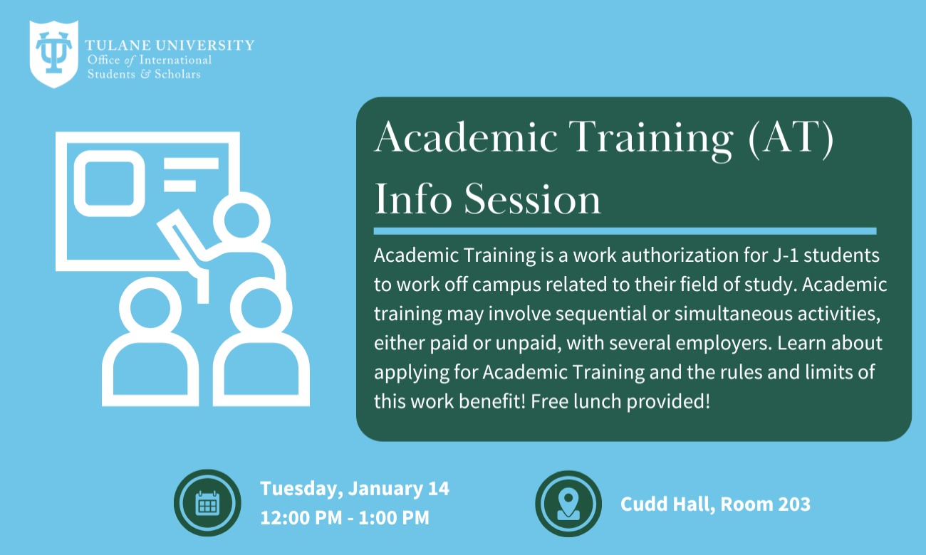 Academic Training Info Session for J-1 Students | Tulane University Events